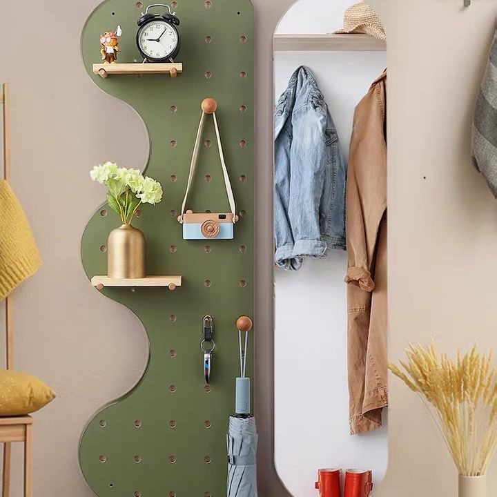 Wooden Pegboard Modular Display Organization Storage Wall Hooks Shelf ...