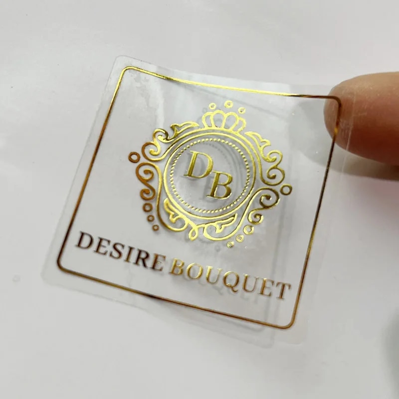 A4 Sheet Personalized Custom Logo Stickers Transparent Gold Foil Gold ...