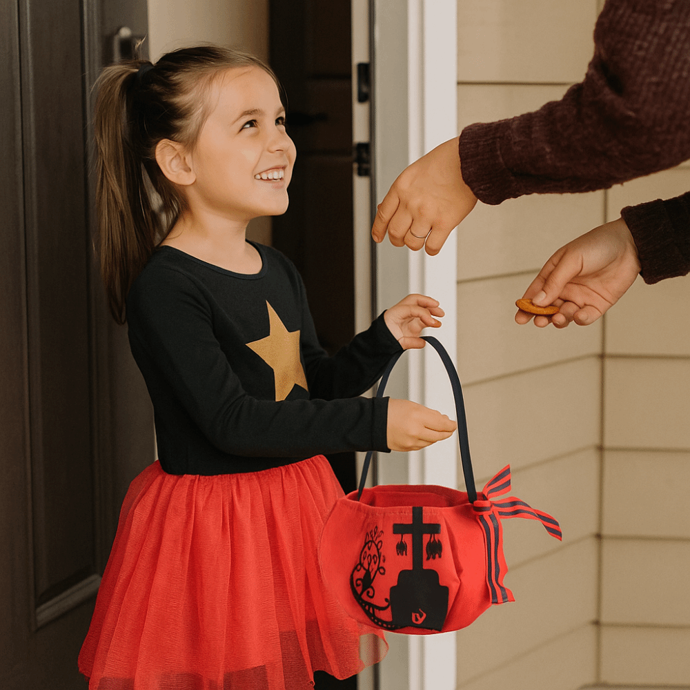 Basket Trick or Treat Halloween Candy Bag Storage Handbag Bat Sugar ...