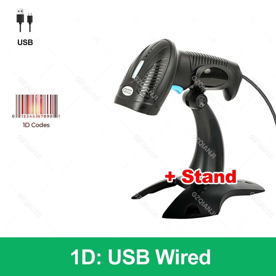 USB Wired/Wireless/ Bluetooth Barcode Scanner 1D/2D QR Code Handheld ...