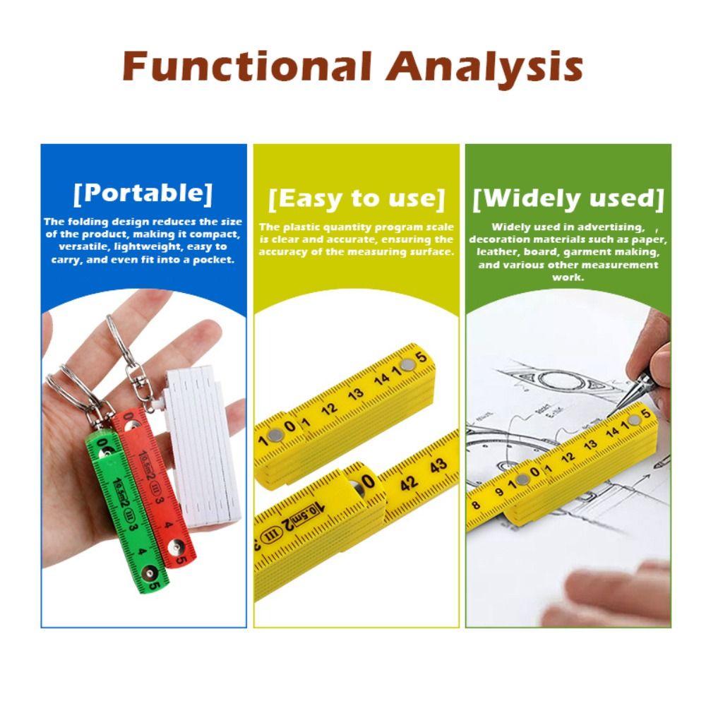 Portable 0.5m 10-Fold Folding Ruler Double-sided Scale Anti Pinch ...