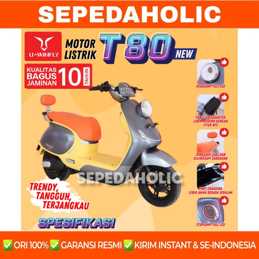 Sepeda Motor Listrik UWINFLY T80 T 80 Electric Bike 1200 Watt Terbaru ...