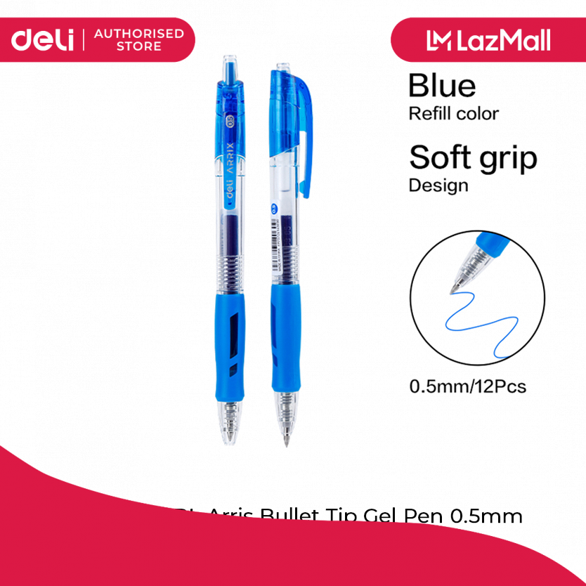 Deli EG08-BL Arrix Bullet Tip Gel Pen 0.5mm Blue 1PC | Lazada PH
