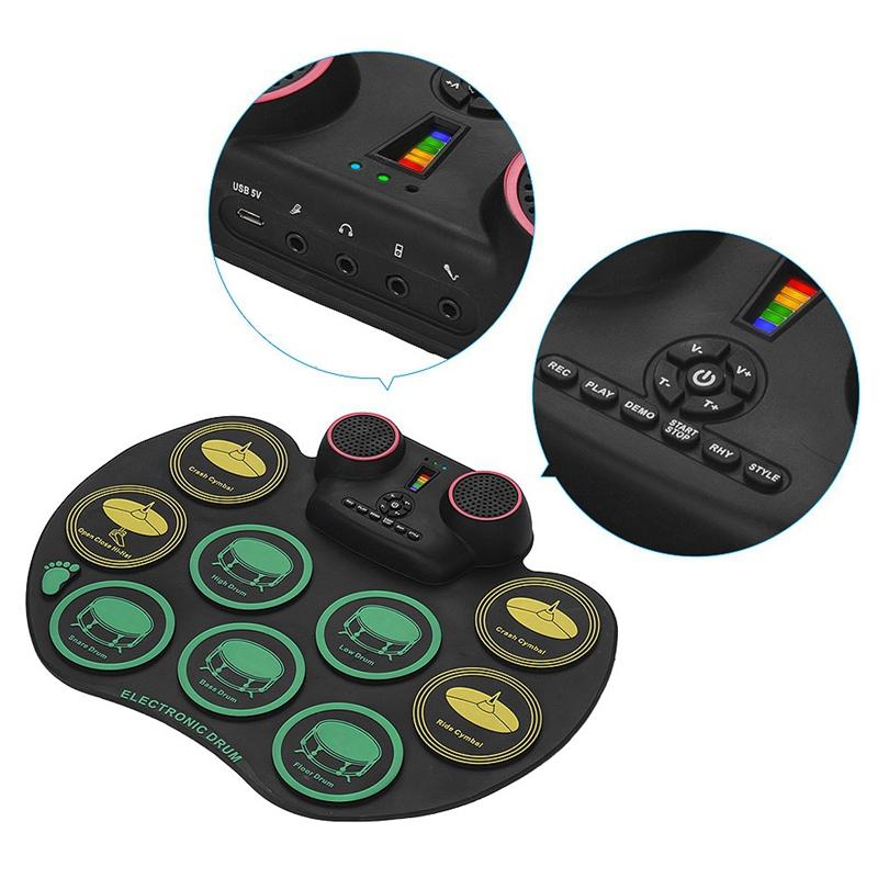 Digital Roll Up Drum Pad Silicone Electronic Drum Set Practice 10 ...