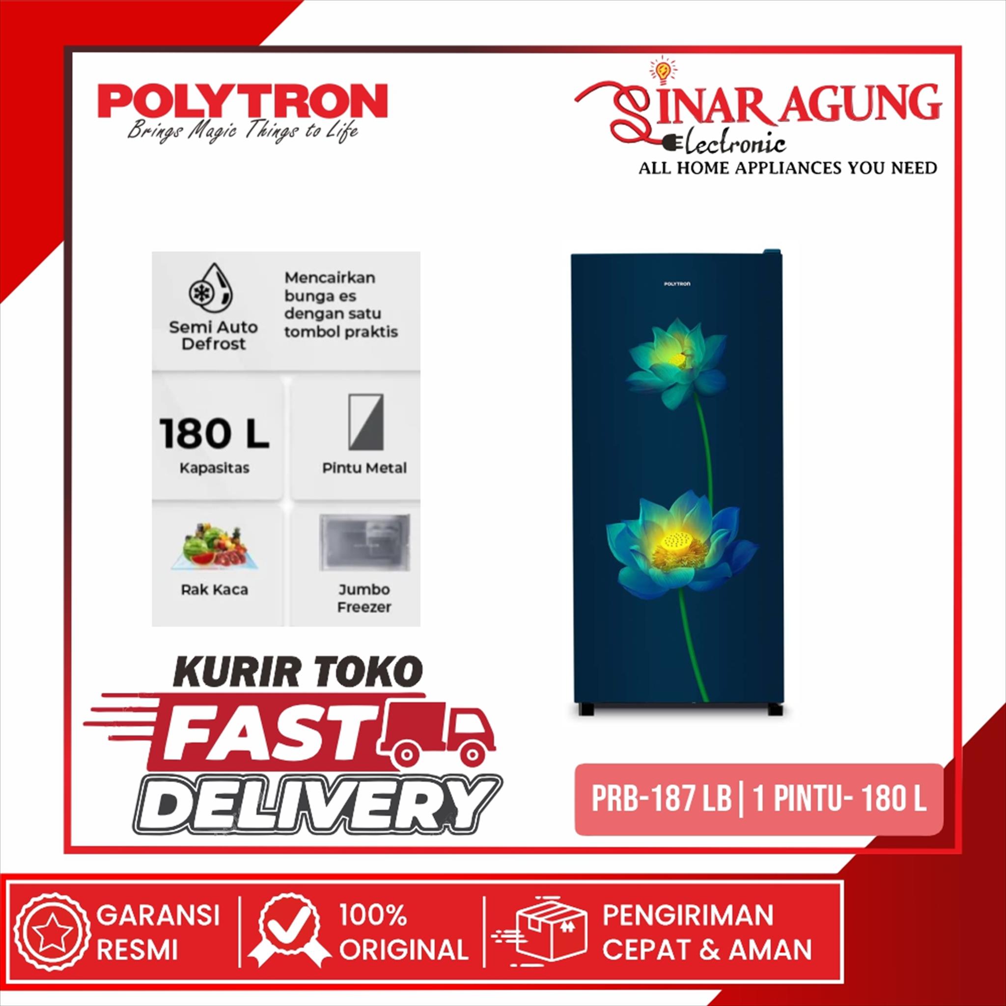 POLYTRON PRB187LB / PRB-187 LB KULKAS 1 PINTU-180 L GARANSI RESMI ...