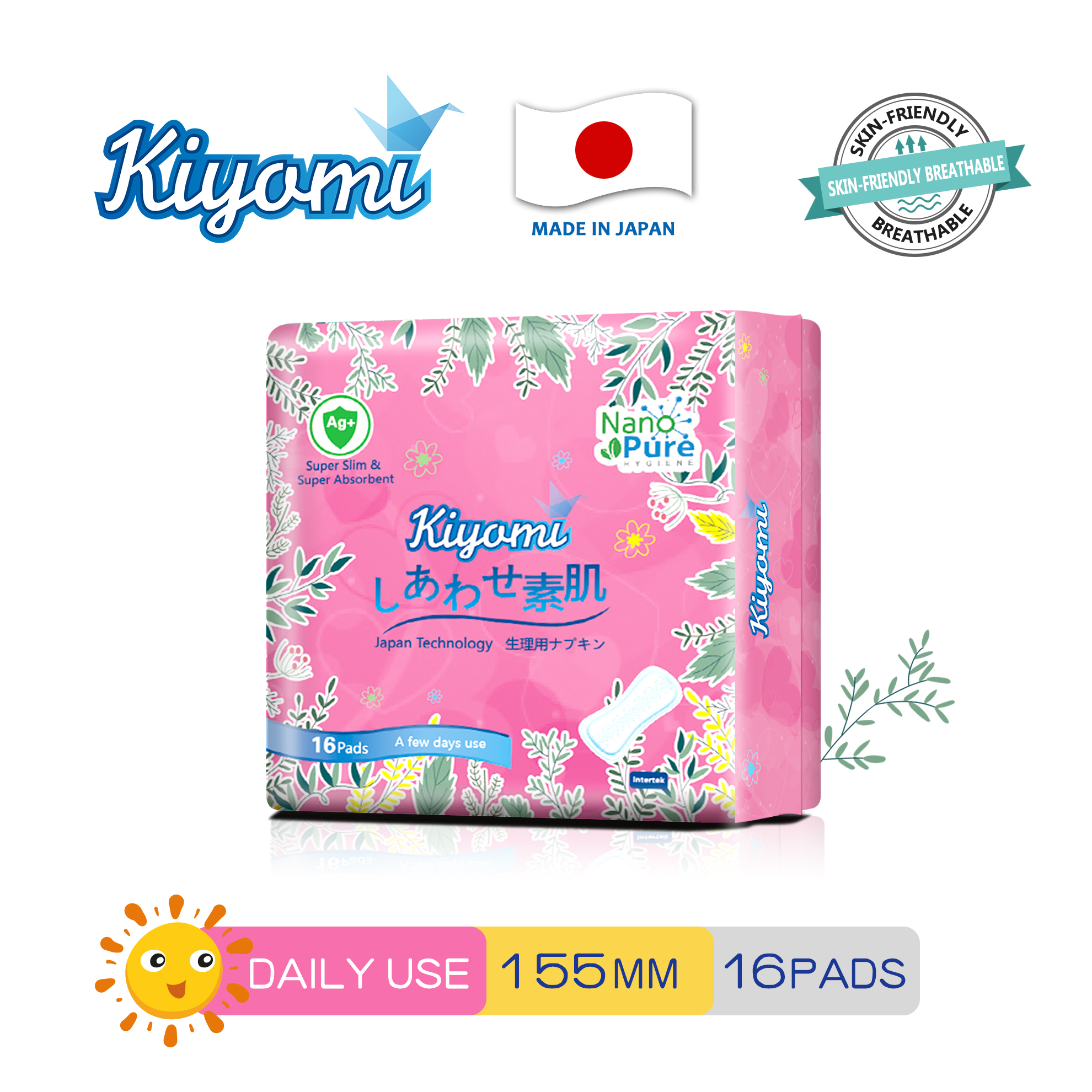 Kiyomi Daily Sanitary Napkins Negative Ion With Wings 3 Packs/24 PCS ...