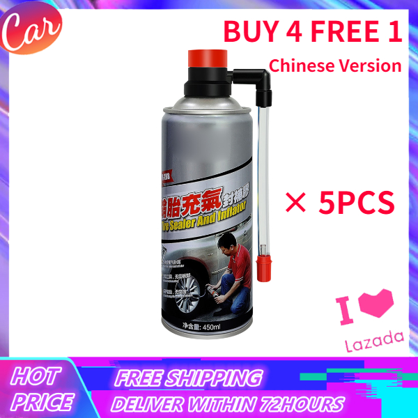 【BUY 4 FREE 1】450ML KOBBY Tire Sealer and Inflator Easy Hose Tire ...