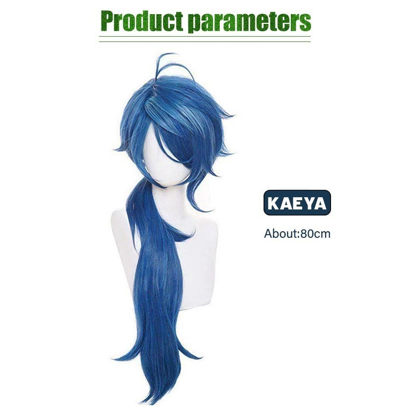 Rambut Palsu Wig Kaeya Cosplay Genshin Impact 80Cm Wig Panjang Biru ...