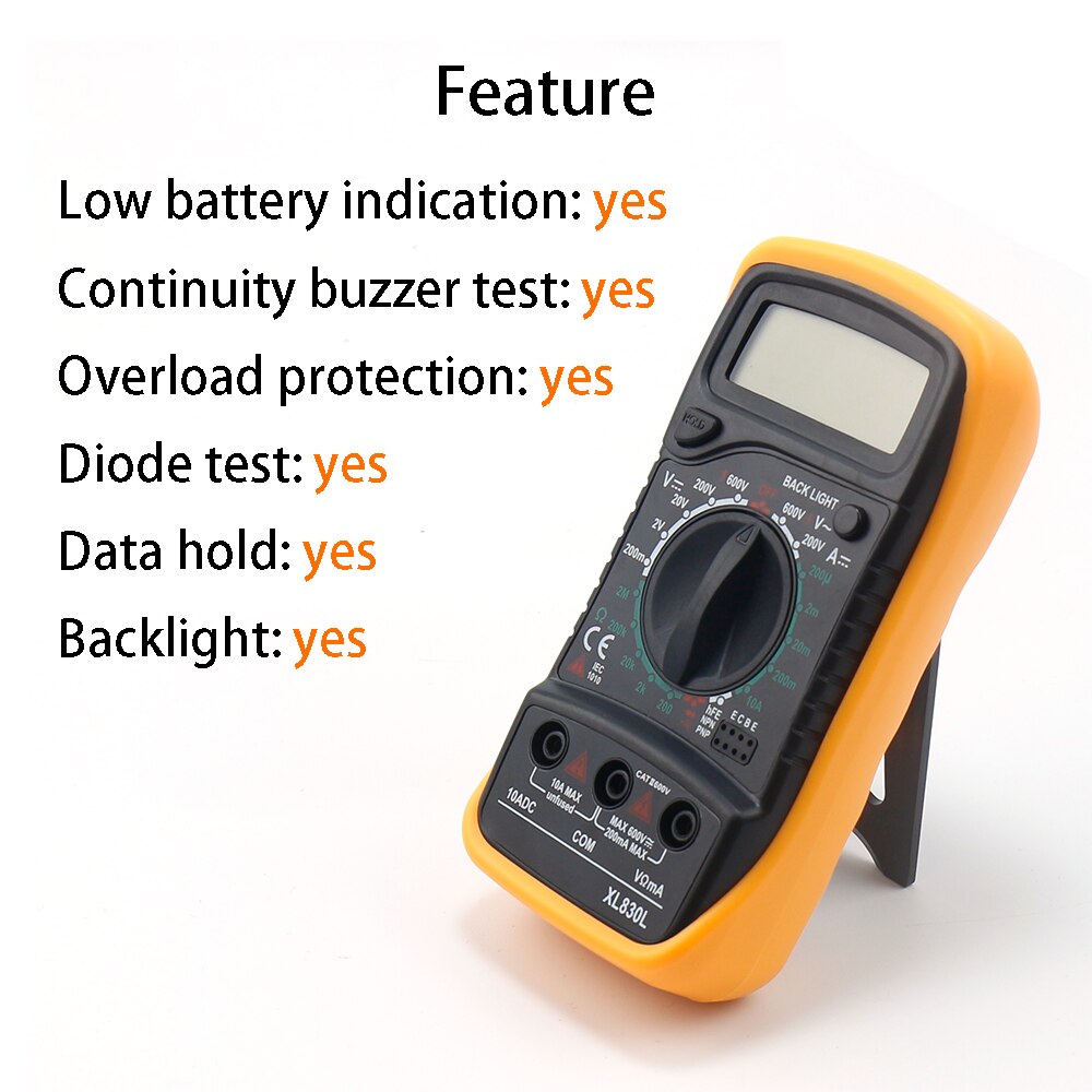 XL830L Digital Multimeter Handheld Voltmeter Ammeter AC DC Ohm Current ...