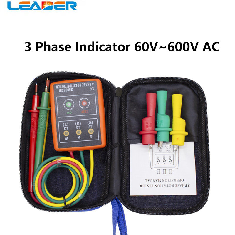 BLUSUNSOLAR 3 Phase Rotation Tester Digital Phase Indicator Detector ...