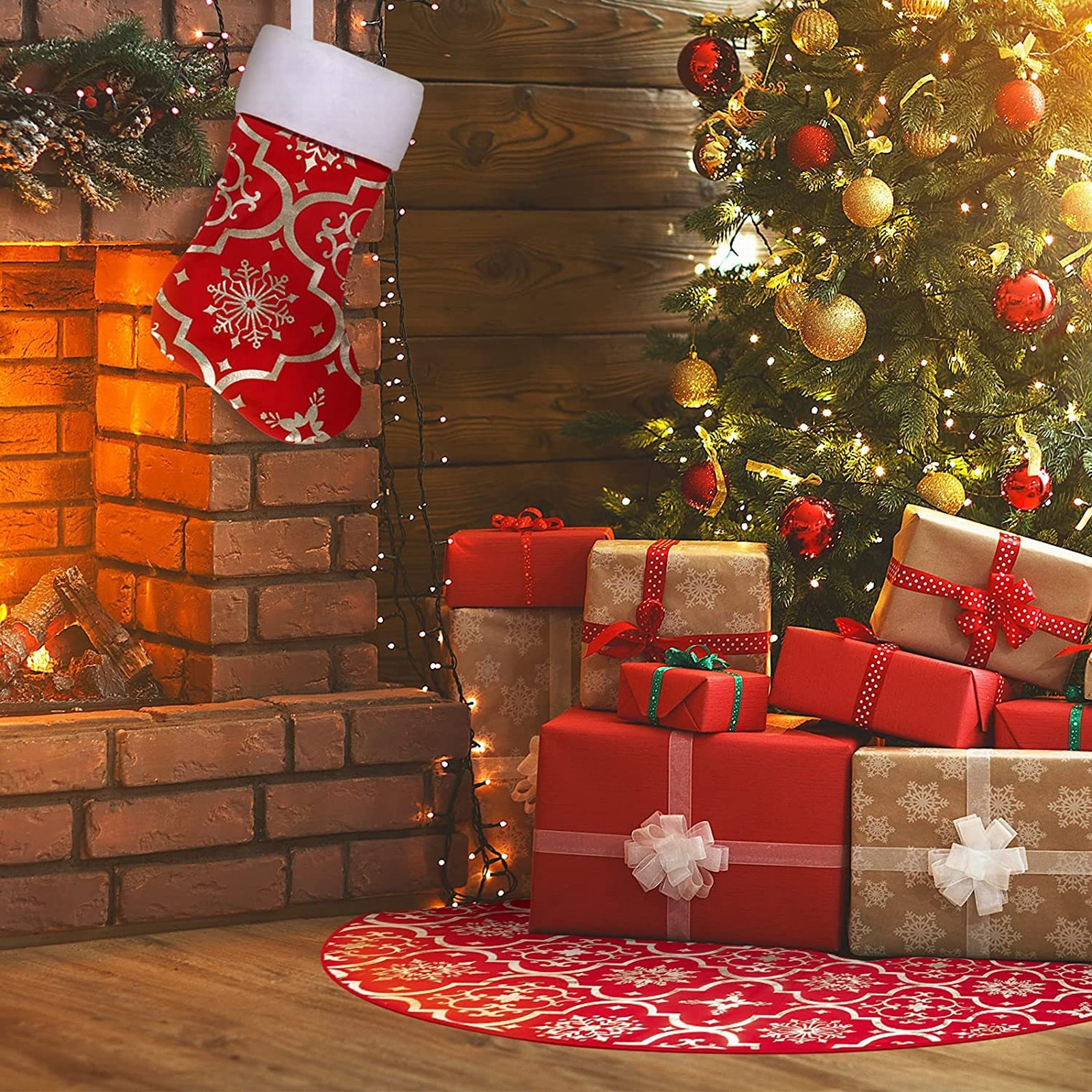 Plaided Christmas Tree Linen Skirt Christmas Tree Mat Tree Skirts ...