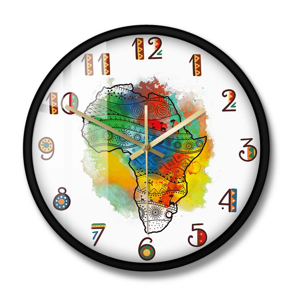 Textured Map Of Africa Wall Clock Modern Design Silent Non Ticking Wall ...