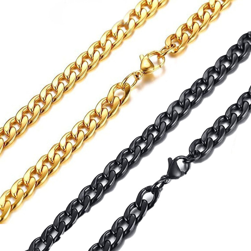 Titanium Steel Color-free Rough Chain Cuban Chain Necklace Female Male ...
