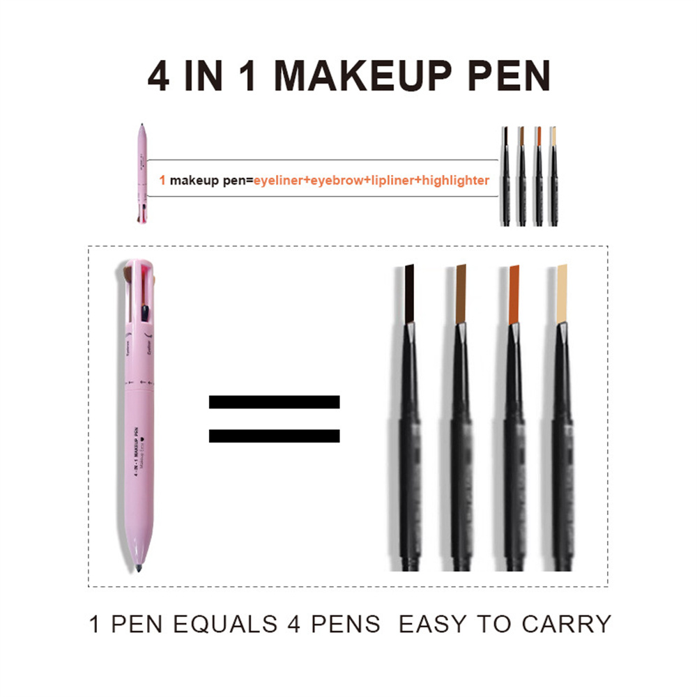 Multi-effect 4 In 1 Eyeliner Eyebrow Pencil Contour Pen Long Lasting ...