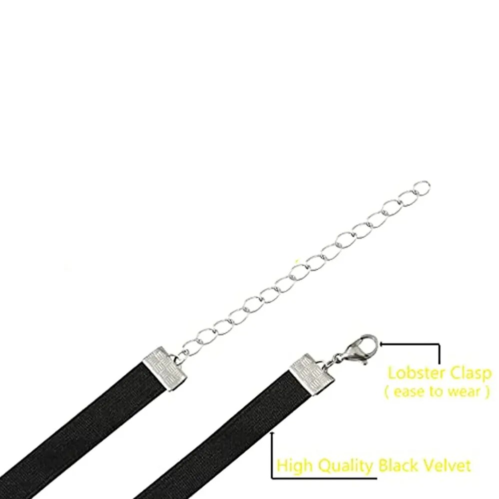 10Pcs 13inches Adjustable 12mm Flat Black Velvet Choker Cord String ...