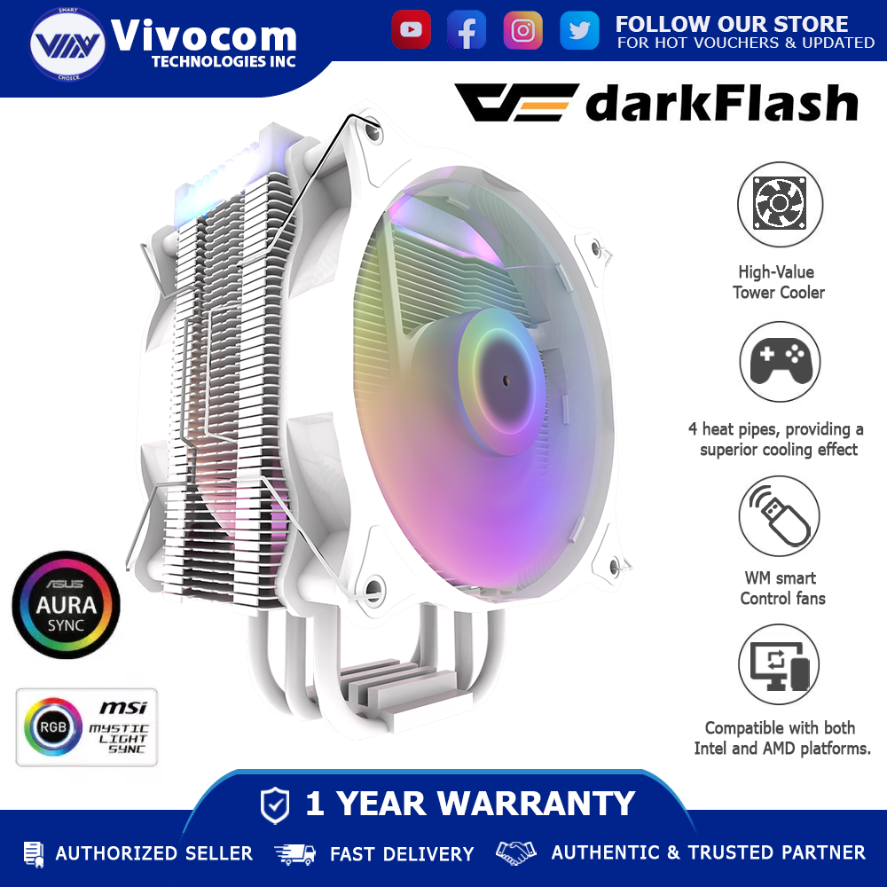 darkFlash Darkair plus (White) dual A-RGB fan 5V3pin Four heatpipes ...