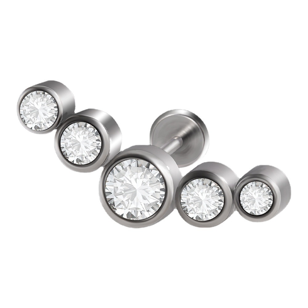 【Top-notch quality】Five Opal Lip Nails Stainless Steel Inner Teeth Ear ...