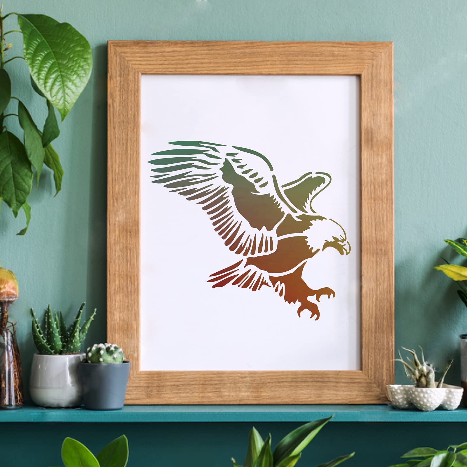 Eagle Stencil Template – 11.8x11.8 Inch Reusable Square Plastic Stencil ...