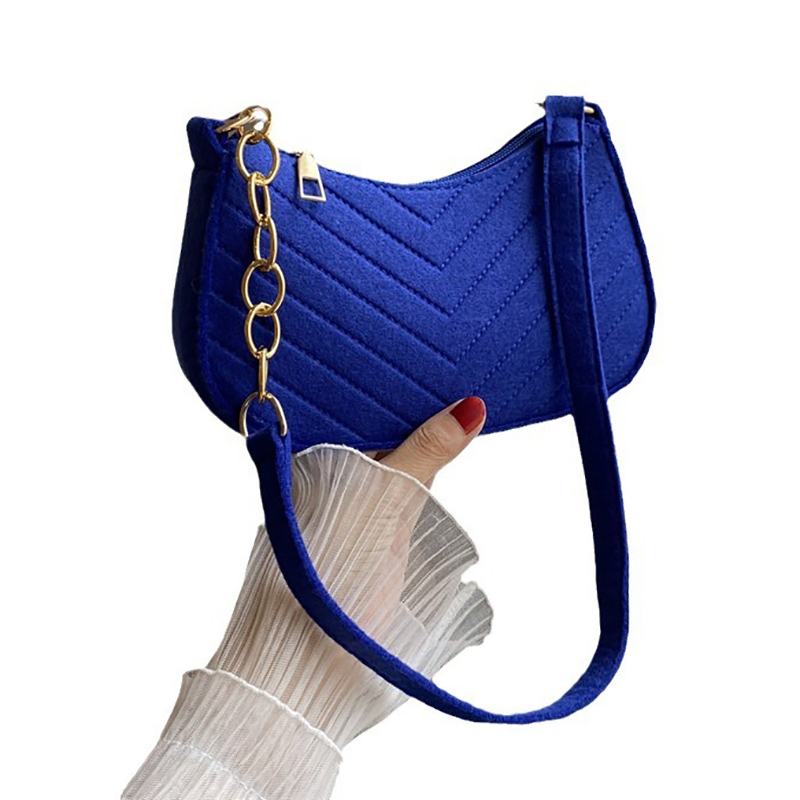 Felt Mini Shoulder Bags For Women Women's Underarm Bags Texture Solid ...