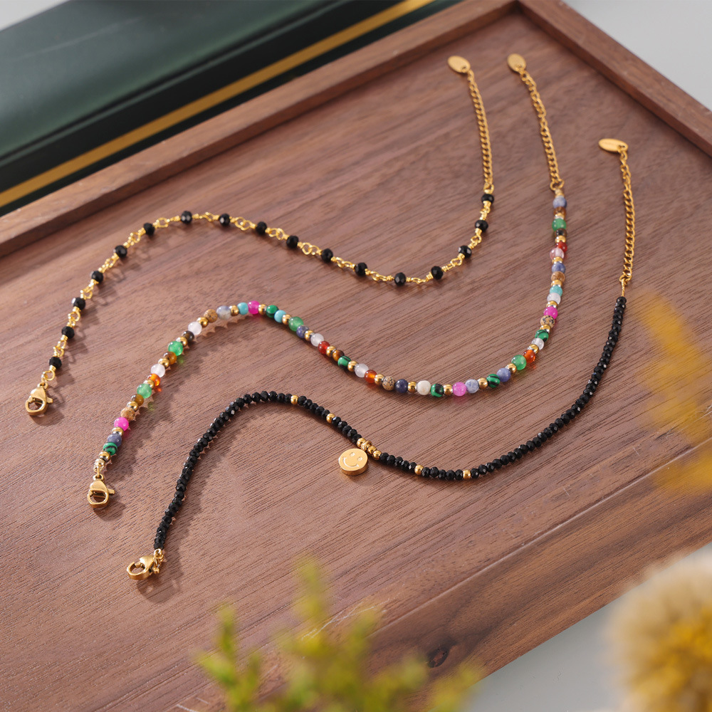 【Countdown and Korean Color Stone Beaded Anklet for Women Temperament ...