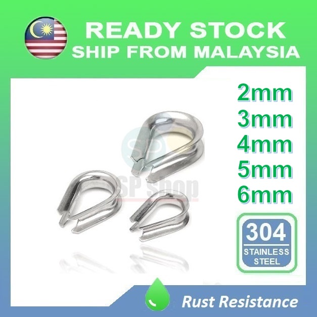 Wire Rope Thimble Stainless Steel 304 Cable Wire Thimble 2mm / 3mm ...