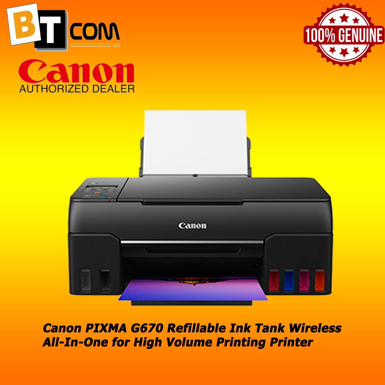 Canon PIXMA G670 Refillable Ink Tank Wireless All-In-One for High ...