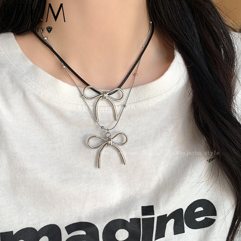17KM Elegant Pearl Necklace for Women Luxury Bow Tassel Necklaces ...