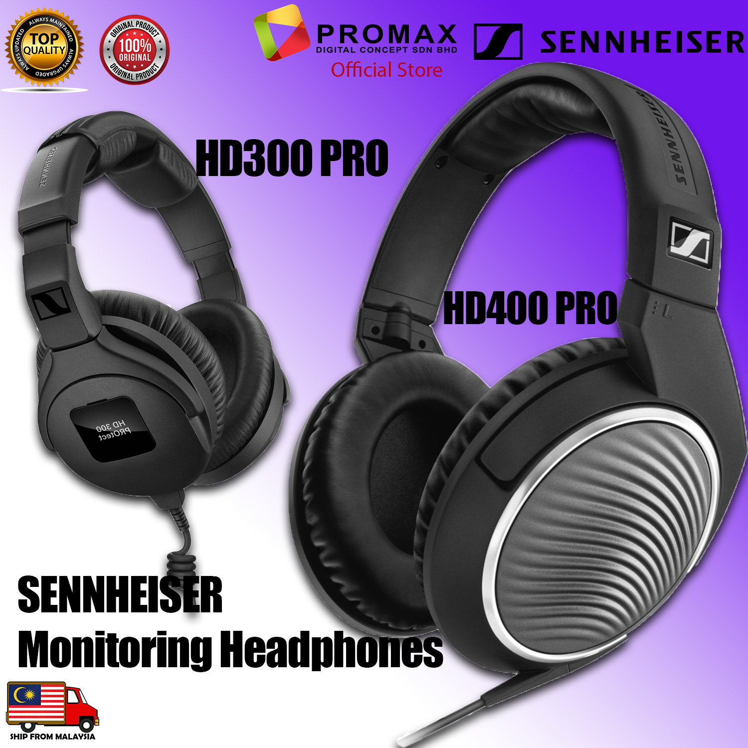 Sennheiser HD300PRO HD400PRO Closed-back Monitoring Headphones HD300 PRO HD400 PRO HD 300 400PRO ...