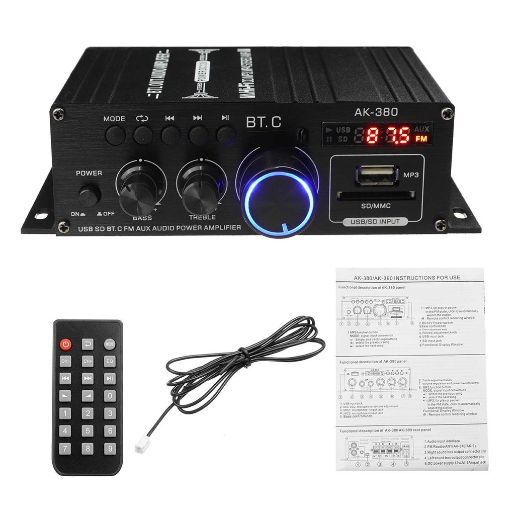 400w Mini Audio Amplifier Home Amplifier Bluetooth-free Auto Stereo ...