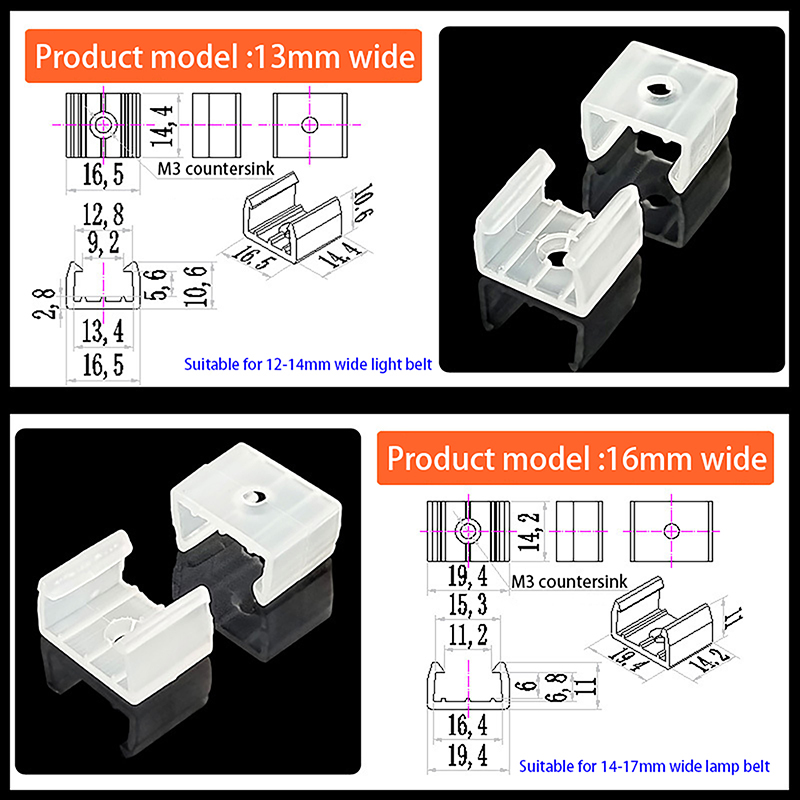 10/20/50/100PCS 10/12/13/16/20mm LED Strip Fix Clips Connector For ...