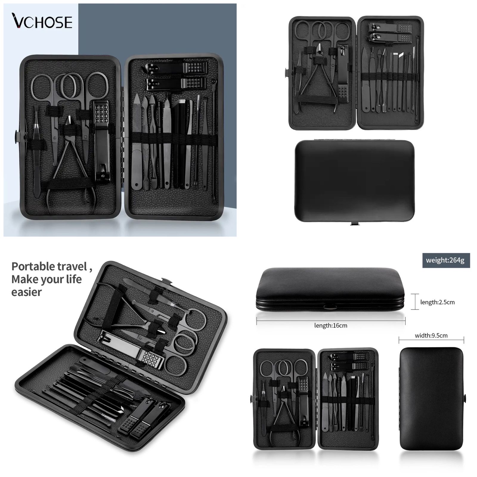 Nail Clippers Manicure Tool Set, With Portable Travel Case, Dead Skin ...