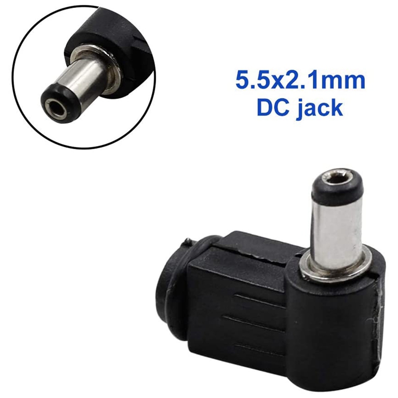 10PCS 90 Degree Right Angle DC Power Cable Male Plug Socket Soldering ...