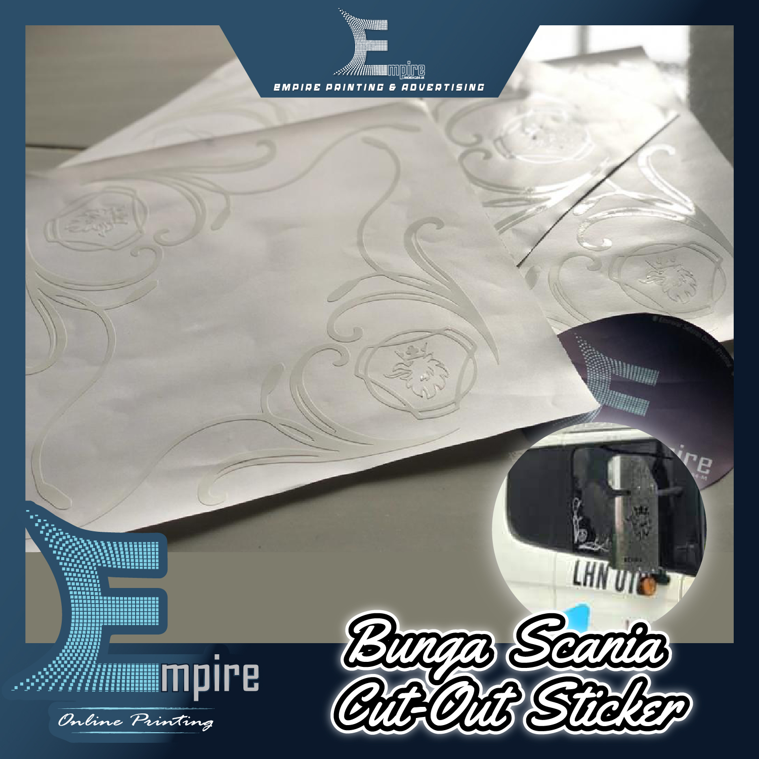 🔥 READY STOCK🔥 V1 Bunga Scania Pintu Cermin Lori Truck | Cut-Out Sticker | Lazada