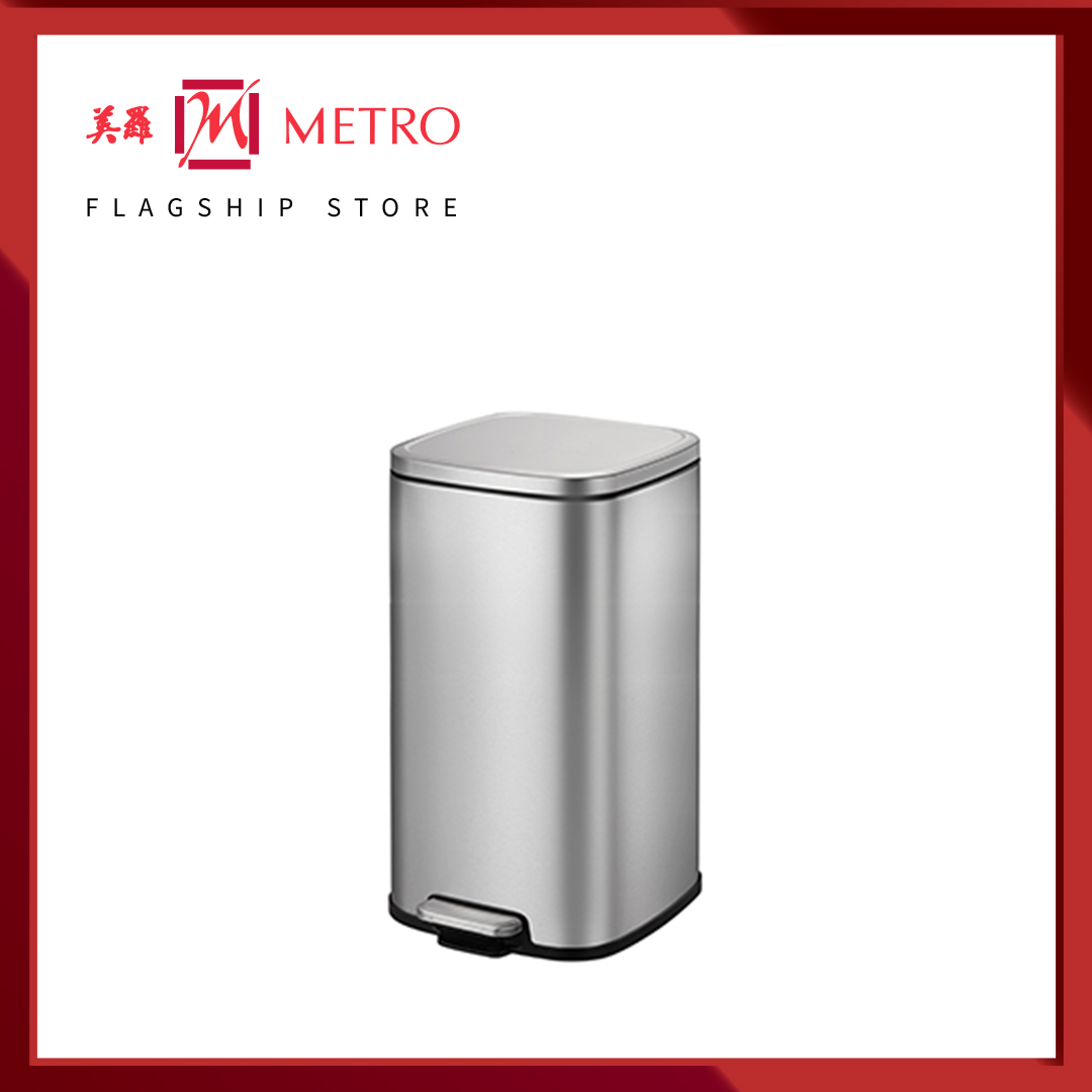 EKO Stainless Steel Rectangle Step Bin With Soft Closing Lid Stella ...