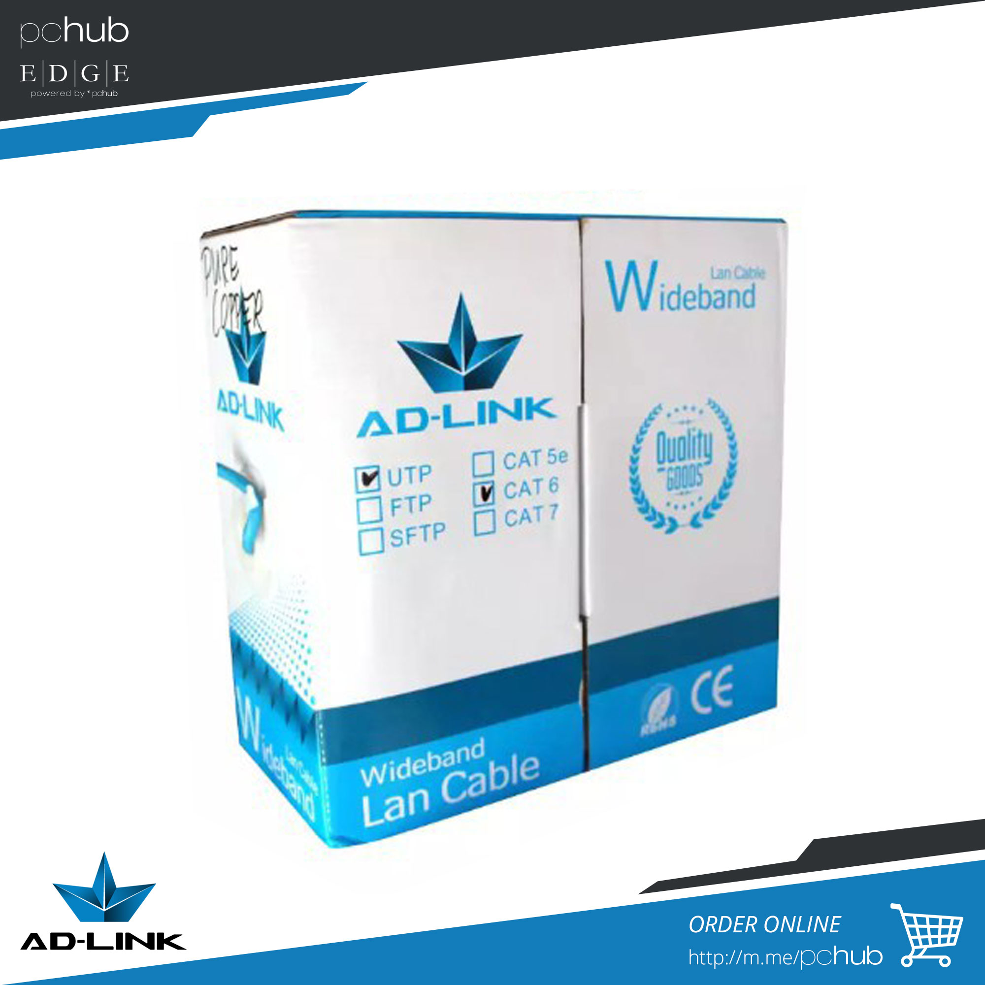 PChub | Adlink CAT6, UTP cable, pure copper, box ~305mtrs | Lazada PH