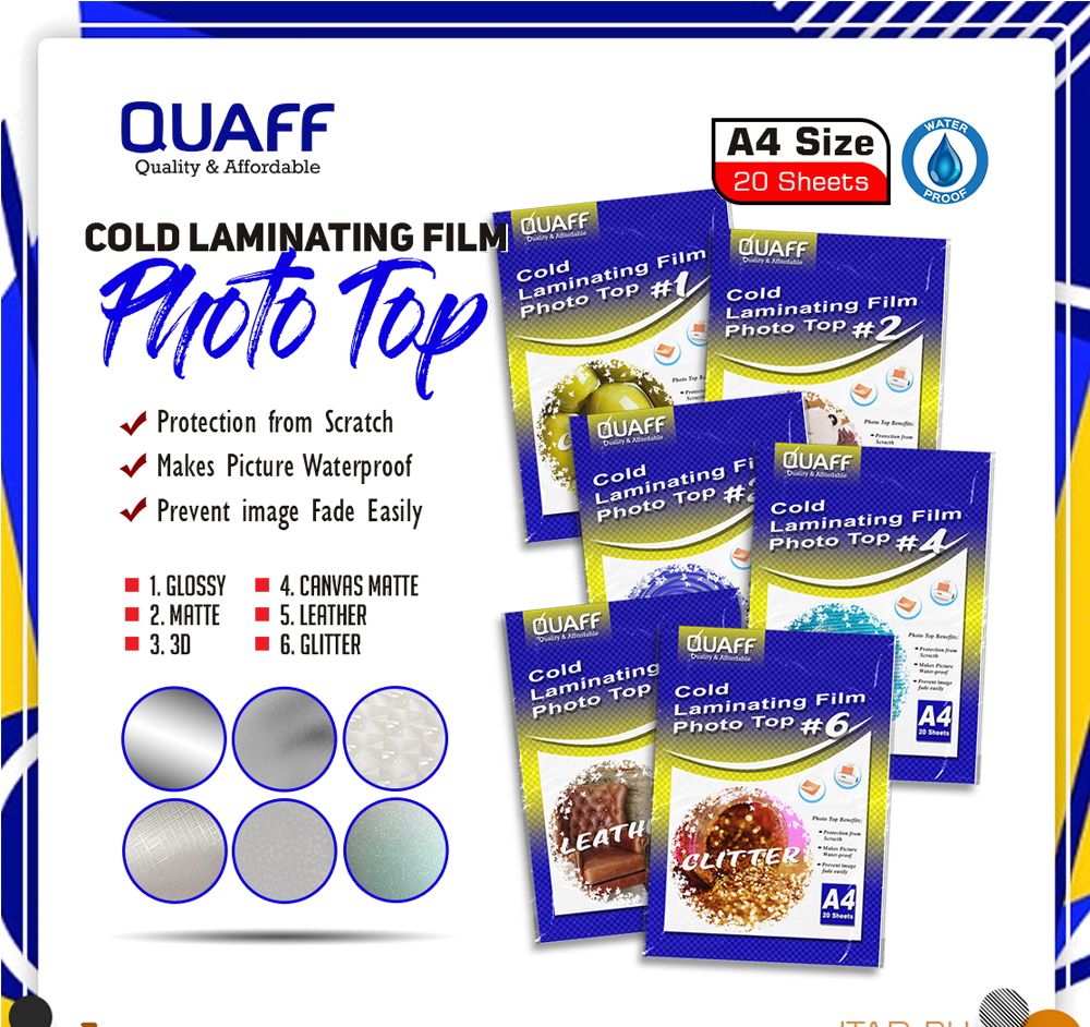 QUAFF Cold laminating film Photo Top A4 Size 80micron (20 sheets ...