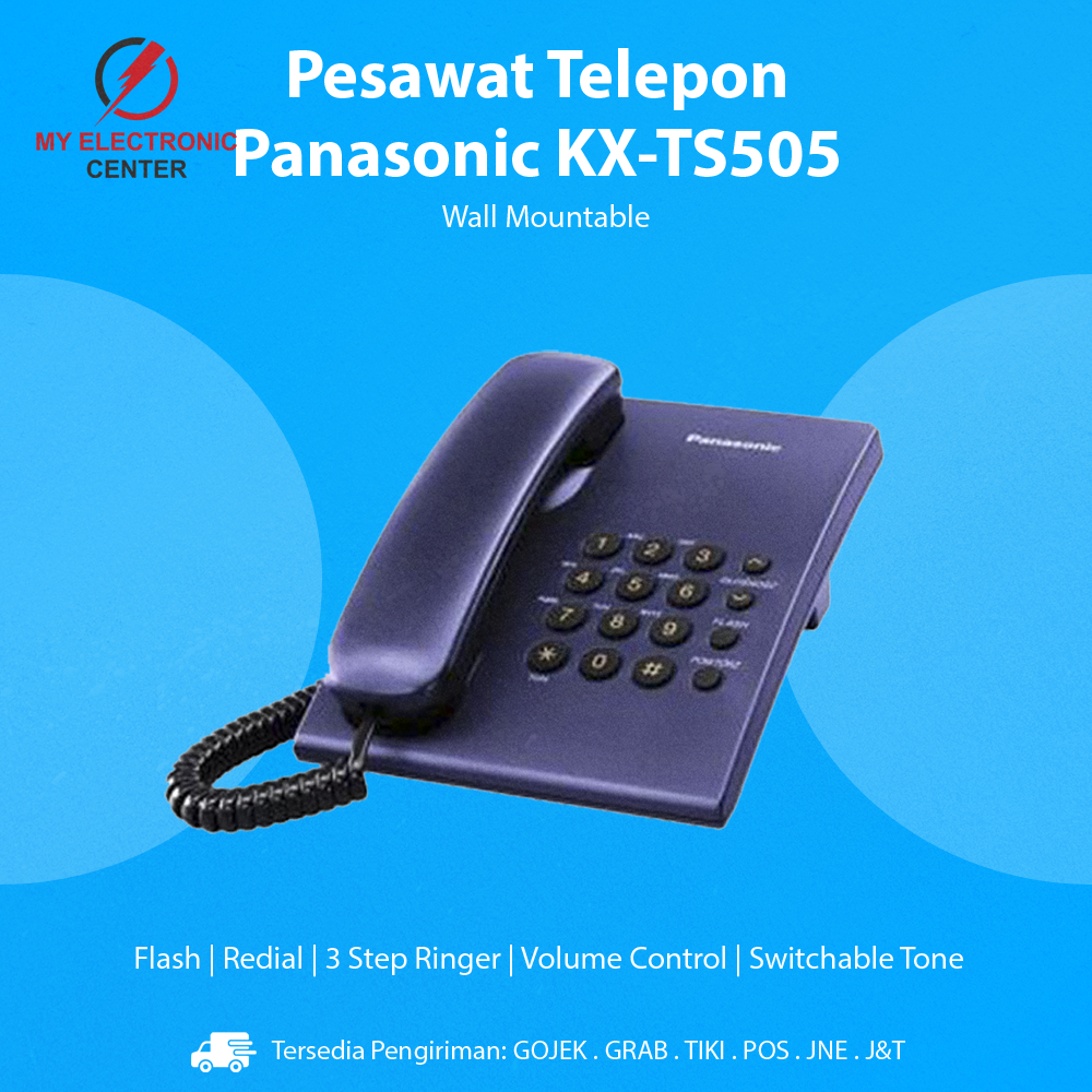 Pesawat Telepon Panasonic KX-TS505 Telephone Kabel Dinding Rumah Kantor ...
