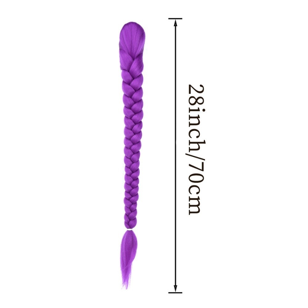 Huntrix Hunters Synthetic Braided Purple Hair Ponytail 28inch Clip in ...
