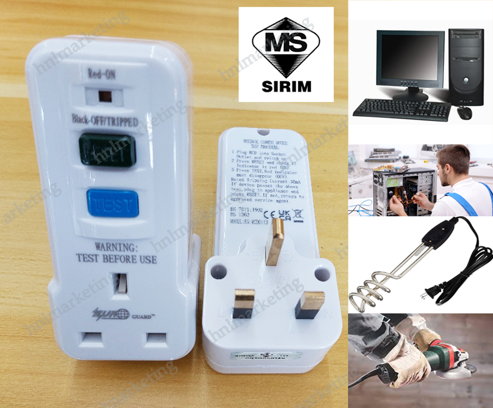 EUROGUARD 13A ELCB SWITCH SOCKET RCD ADAPTOR 3 PIN TESTER | Lazada