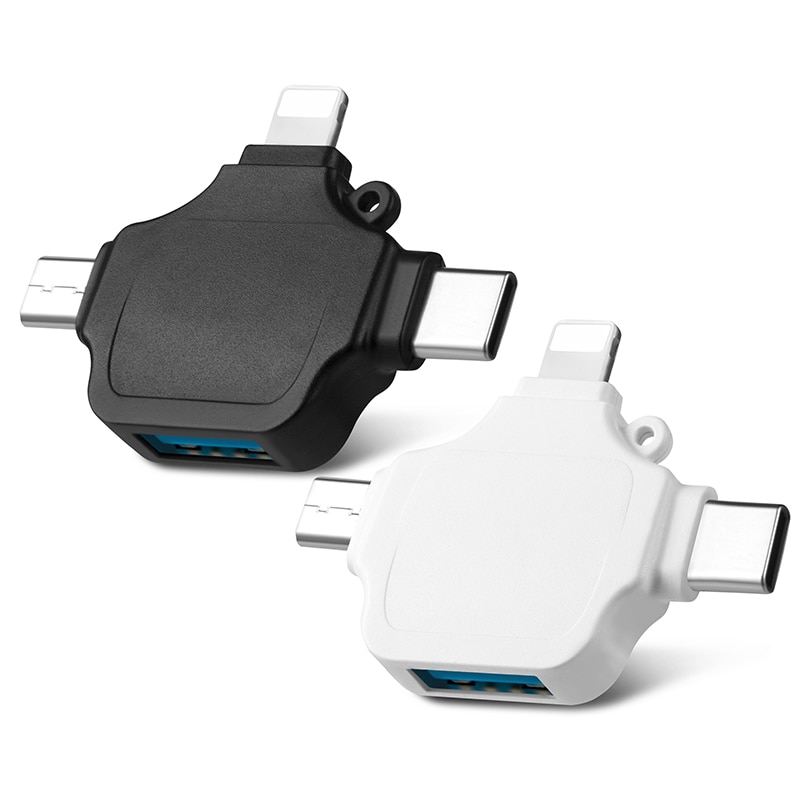 ZZOOI 4In1 OTG USB Adapter For iPhone iPad IOS Android Type C USB 3.0 ...