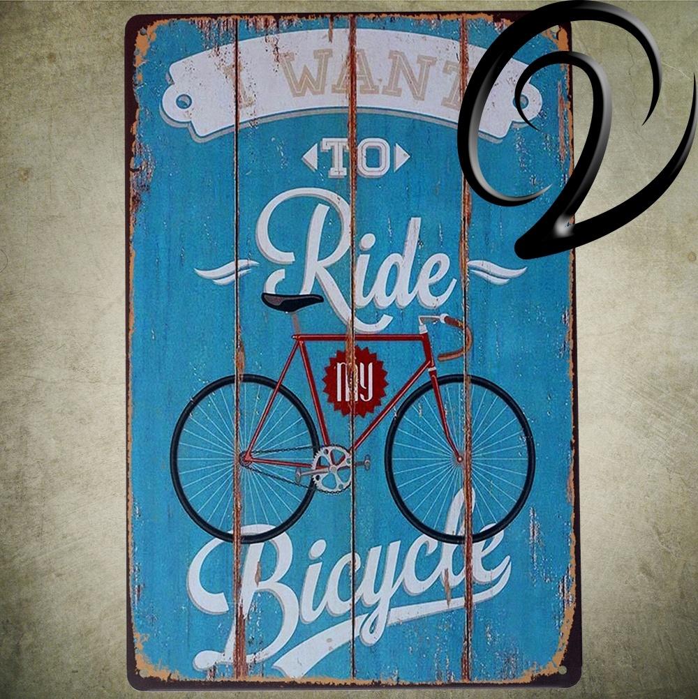 Bicycle Ride Wall Metal Painting Wall Poster Home Wall Decor Shabby ...