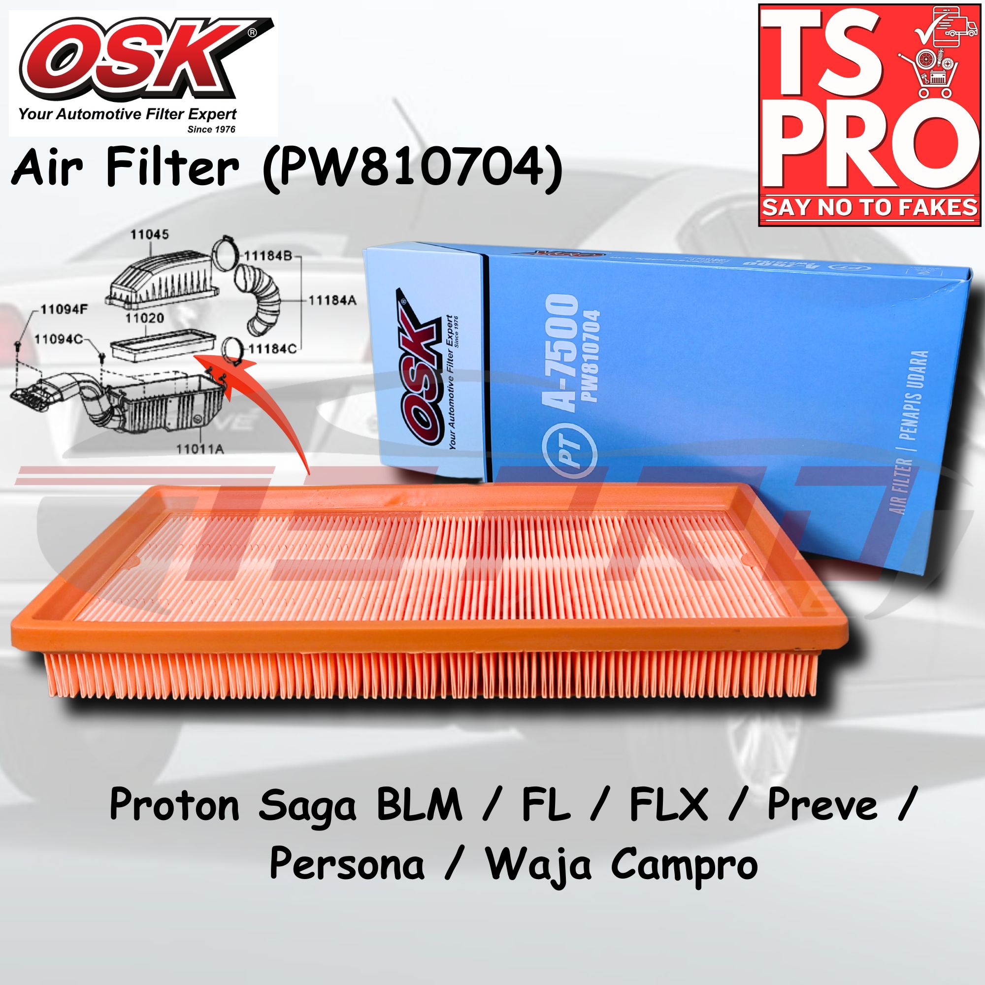 OSK A-7500 Air Filter (PW810704) - Proton Saga BLM / FL / FLX / Preve ...