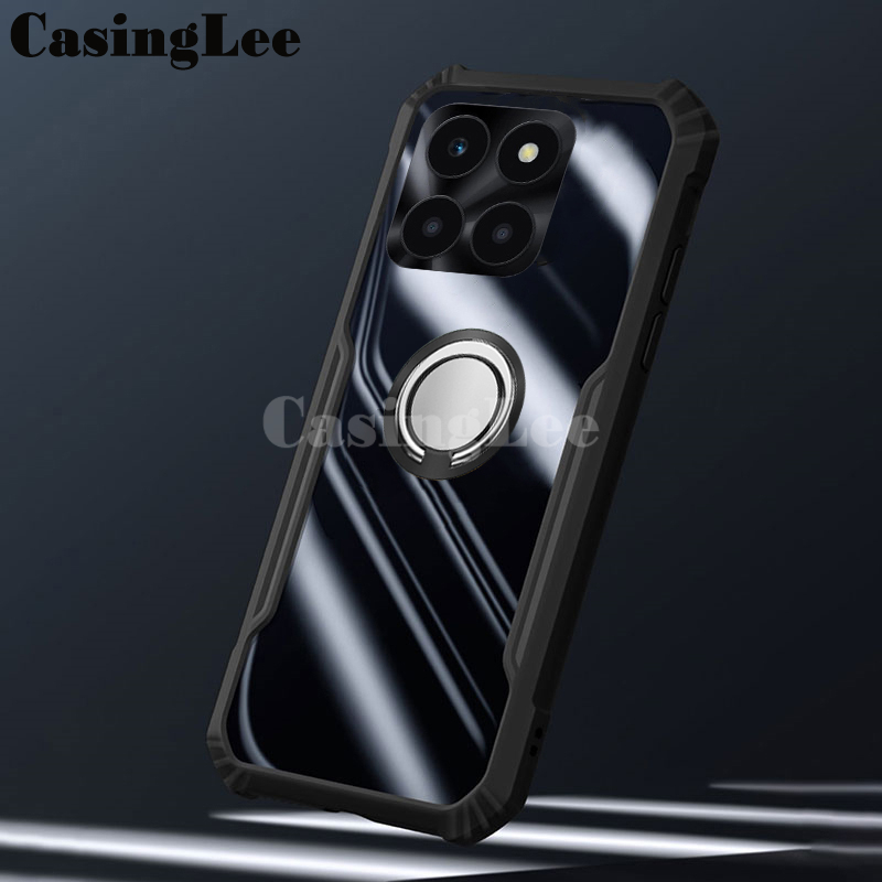 For Honor X6B case Hard Clear Transparent Shockproof Armor Car Adsorb ...