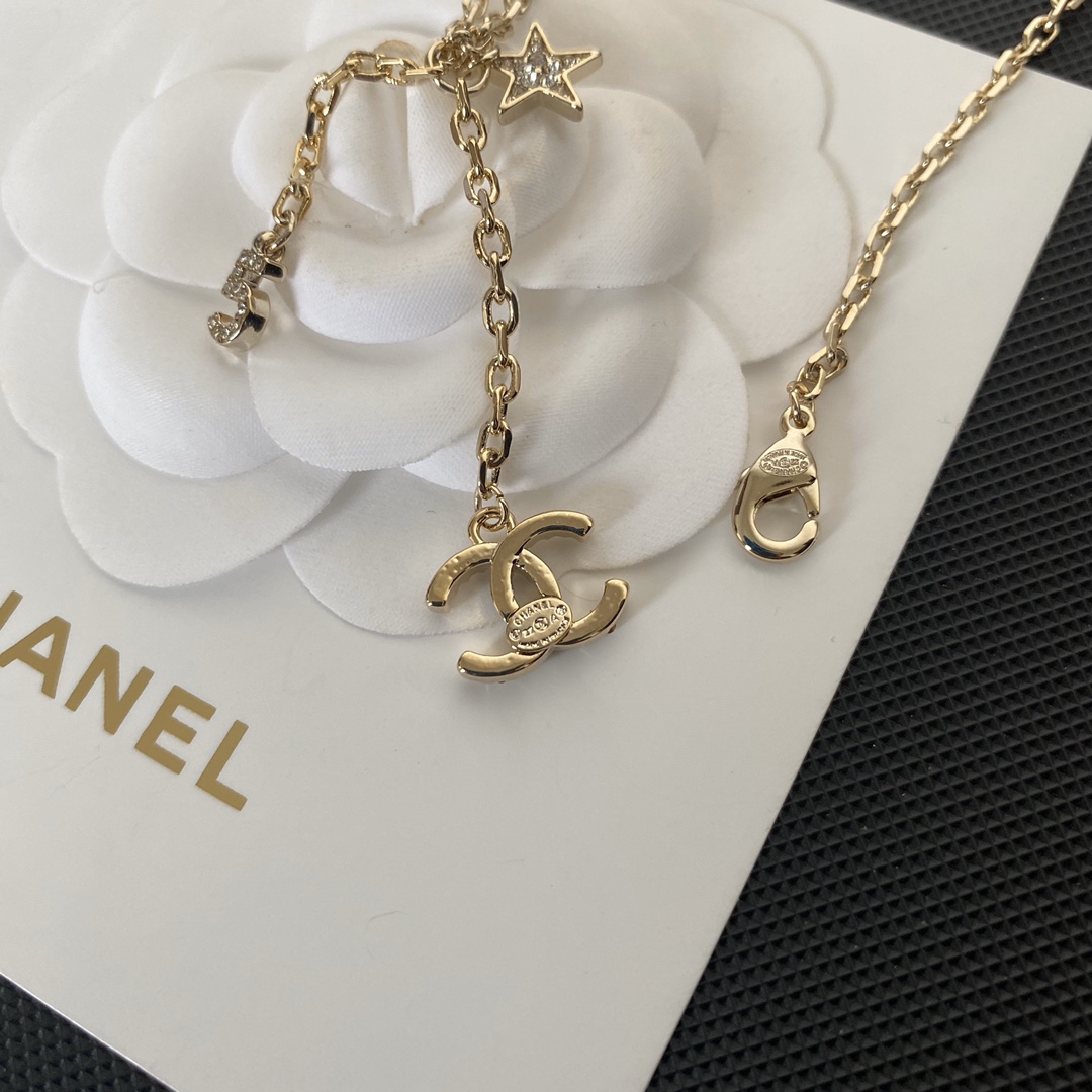 Korean Double CC Necklace Accessories Simple Letter Double CC Chains ...