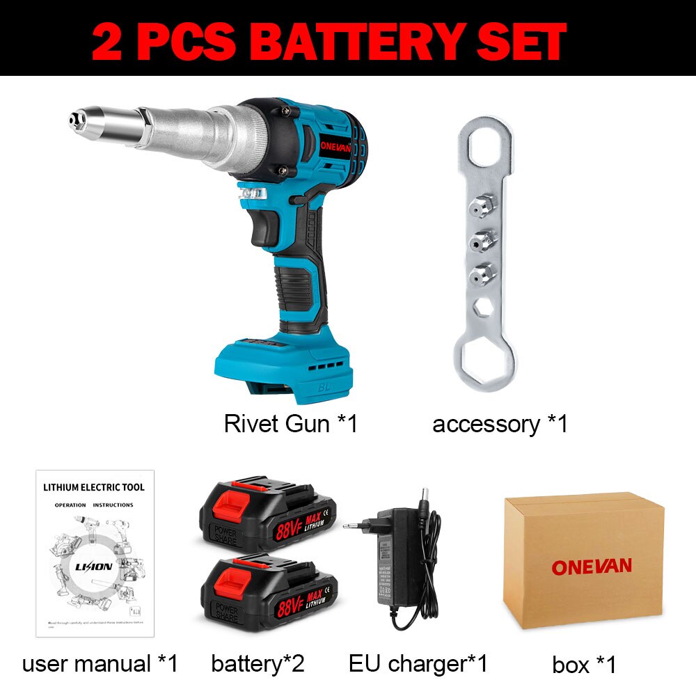 20000N 88Vf Battery Brushless Electric Rivet Machine 2.4-5.0mm Cordless ...