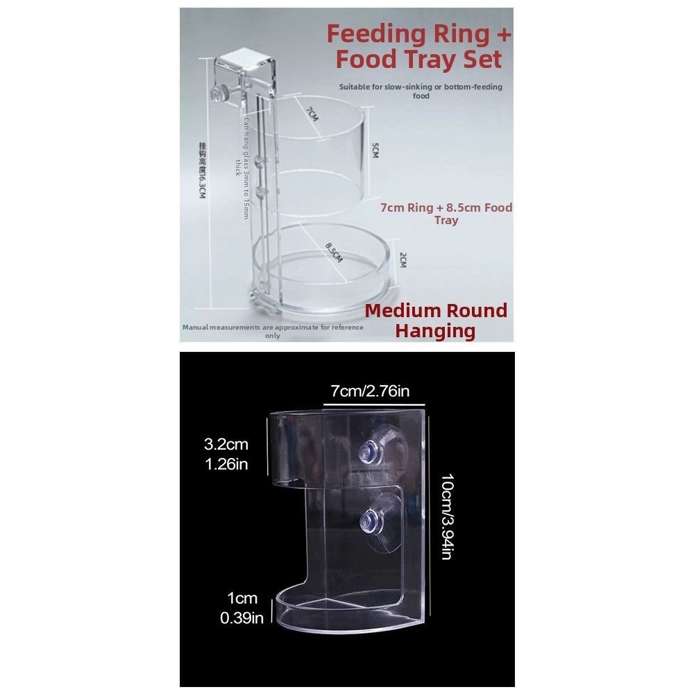 Durable Acrylic Aquarium Feeders Ring Transparent Suction Cup Fish ...
