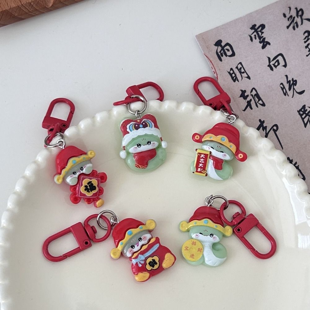 Cute Spring Festival Snake Keychain God of Wealth Wealth 2025 New Year ...