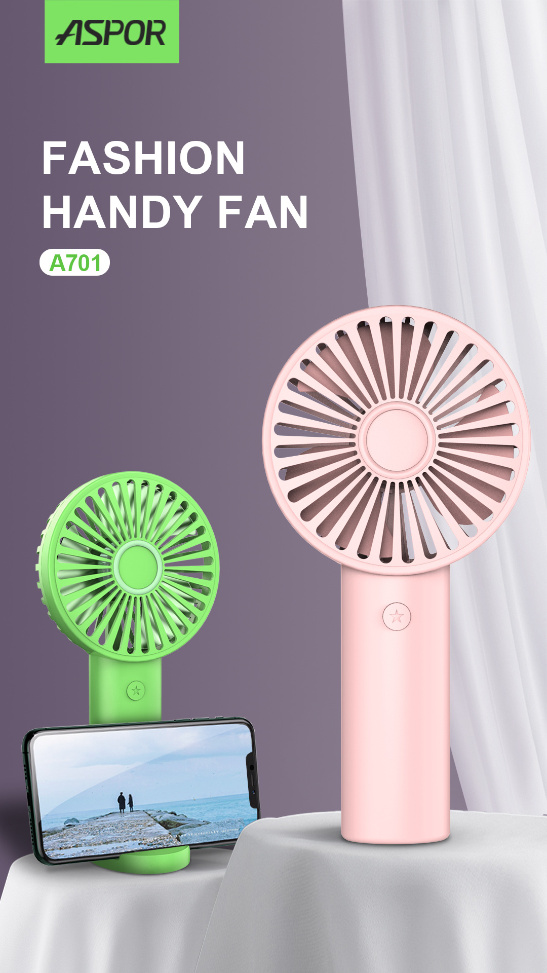 ASPOR A701 Rechargeable Fan Portable Eternal Classics Mini Stand Fan ...