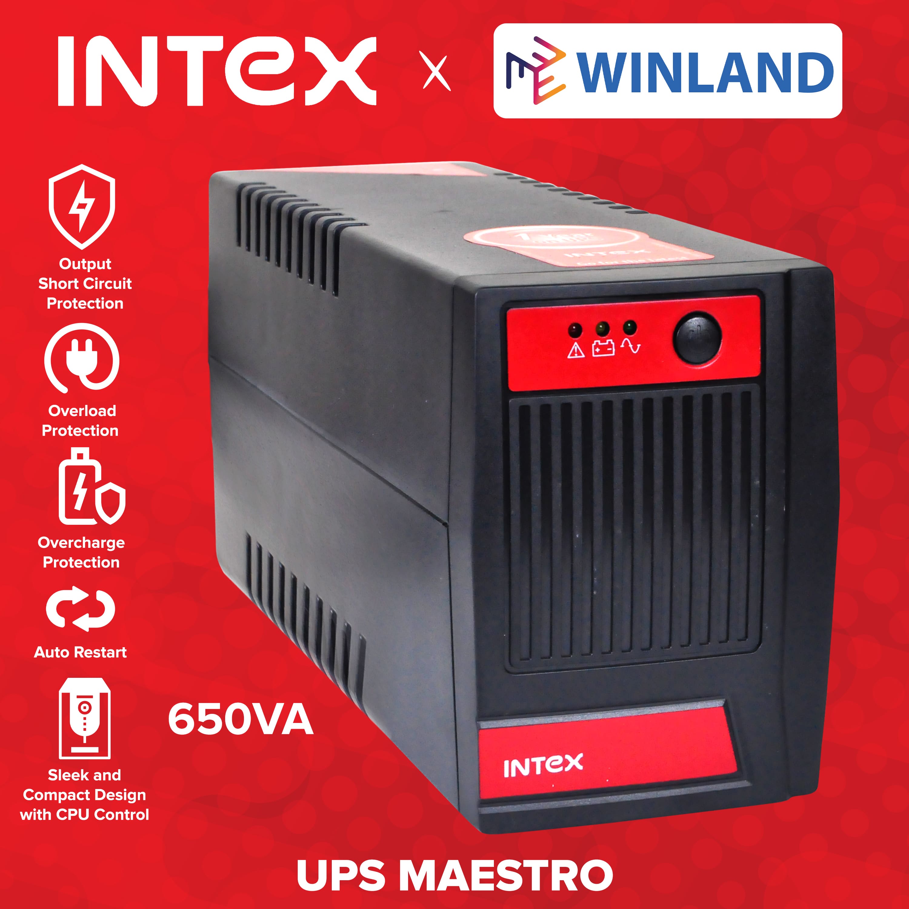 NEW! INTEX Maestro 650VA - 390W Uninterruptible Power Supply UPS with ...