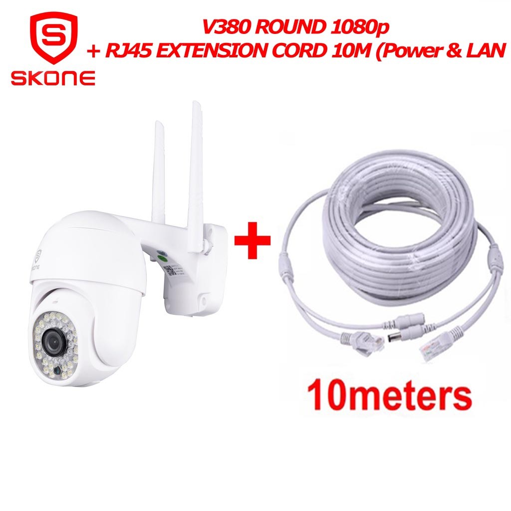 V380 Round Type Outdoor IP Camera PTZ Wireless w/ LED Waterproof IR ...